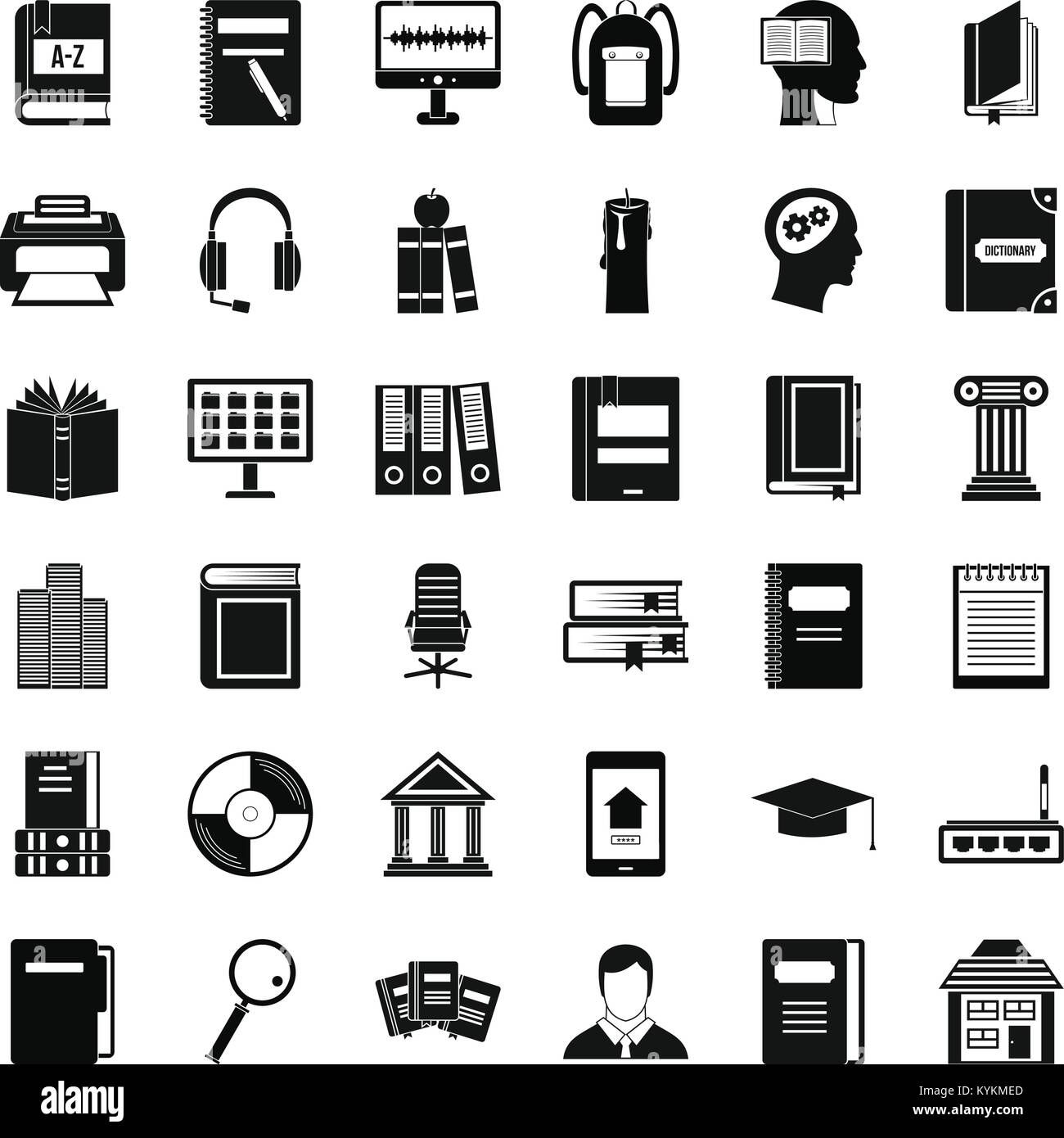 Bookshelf icons set, simple style Stock Vector Image & Art - Alamy