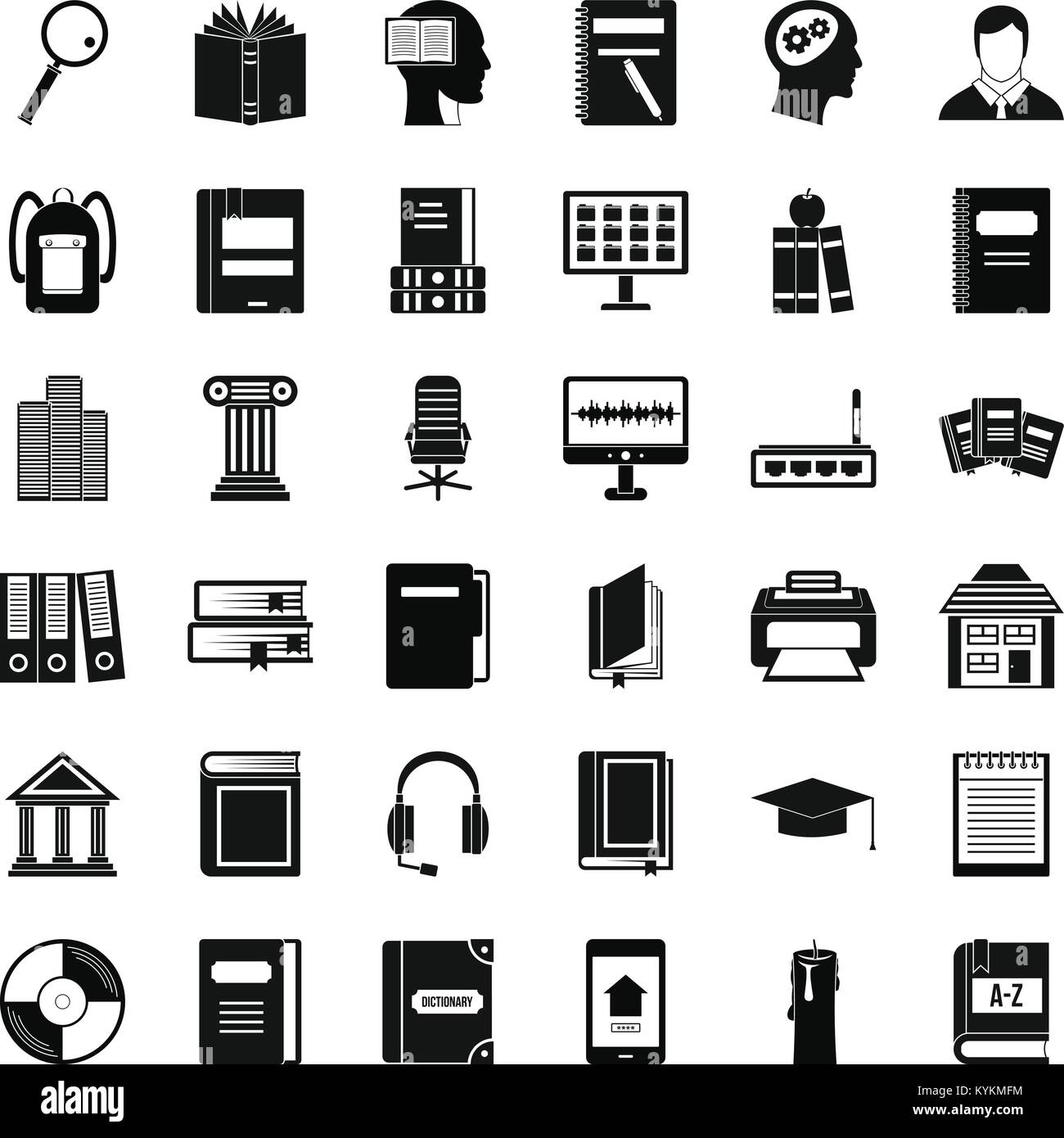 Reading book icons set, simple style Stock Vector Image & Art - Alamy
