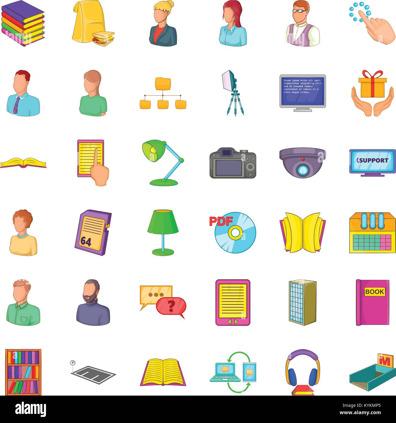 Textbook icons set, cartoon style Stock Vector Image & Art - Alamy