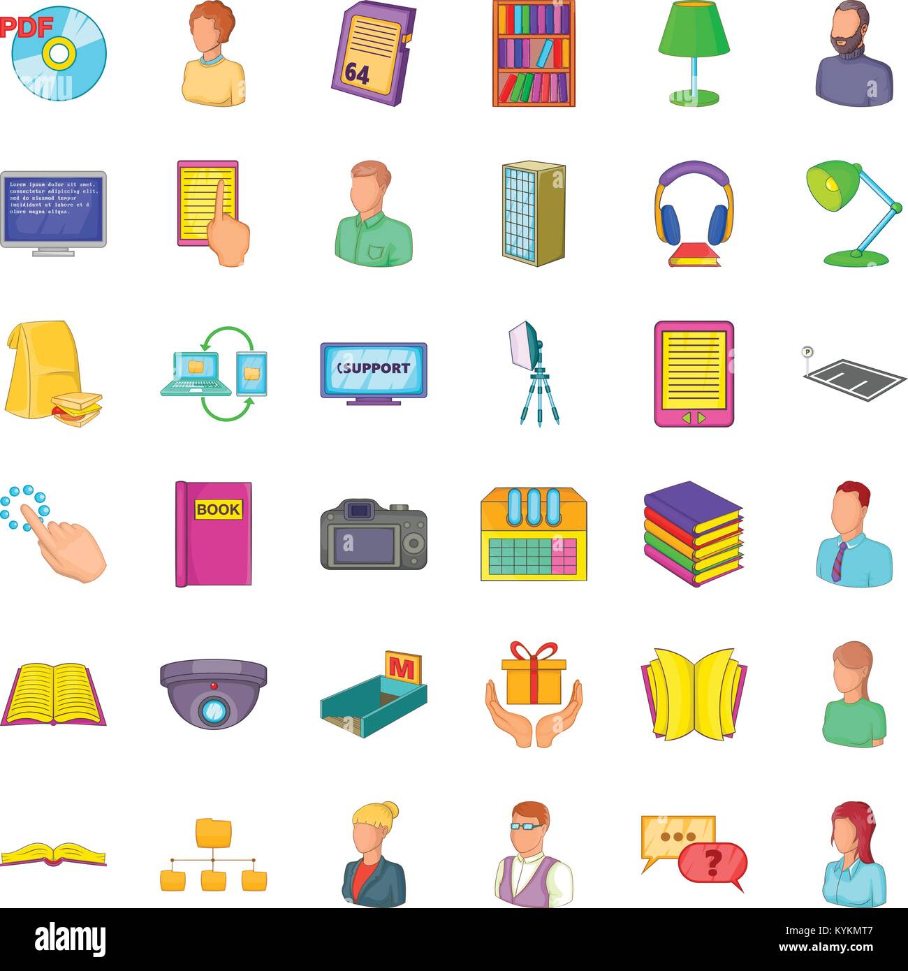 Bookshelf icons set, cartoon style Stock Vector Image & Art - Alamy