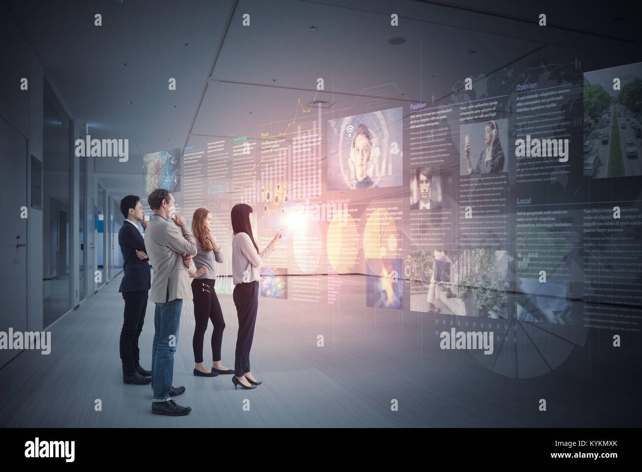 Group of people and information communication technology concept Stock ...