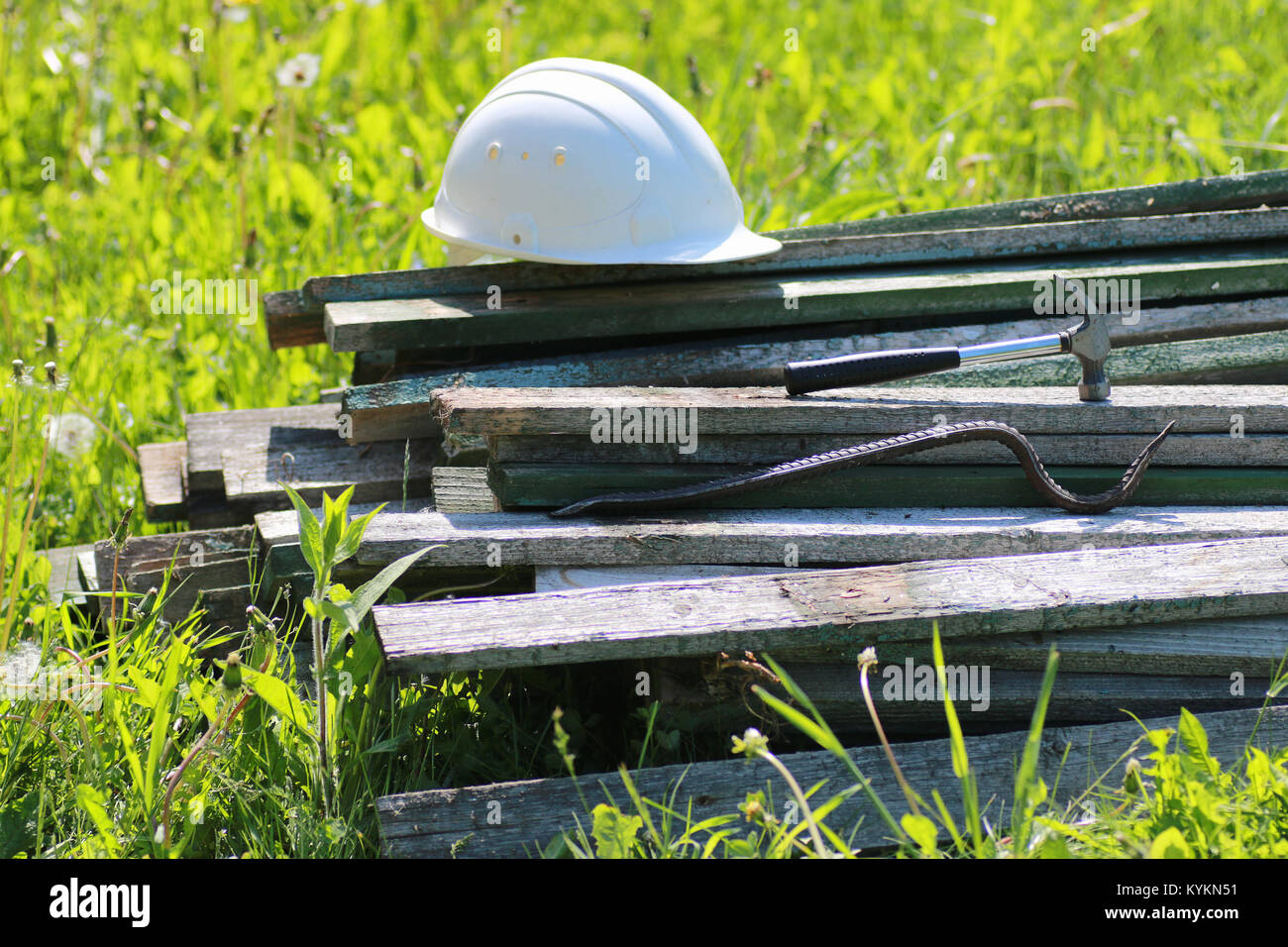 Construction materials on the grass Stock Photo - Alamy