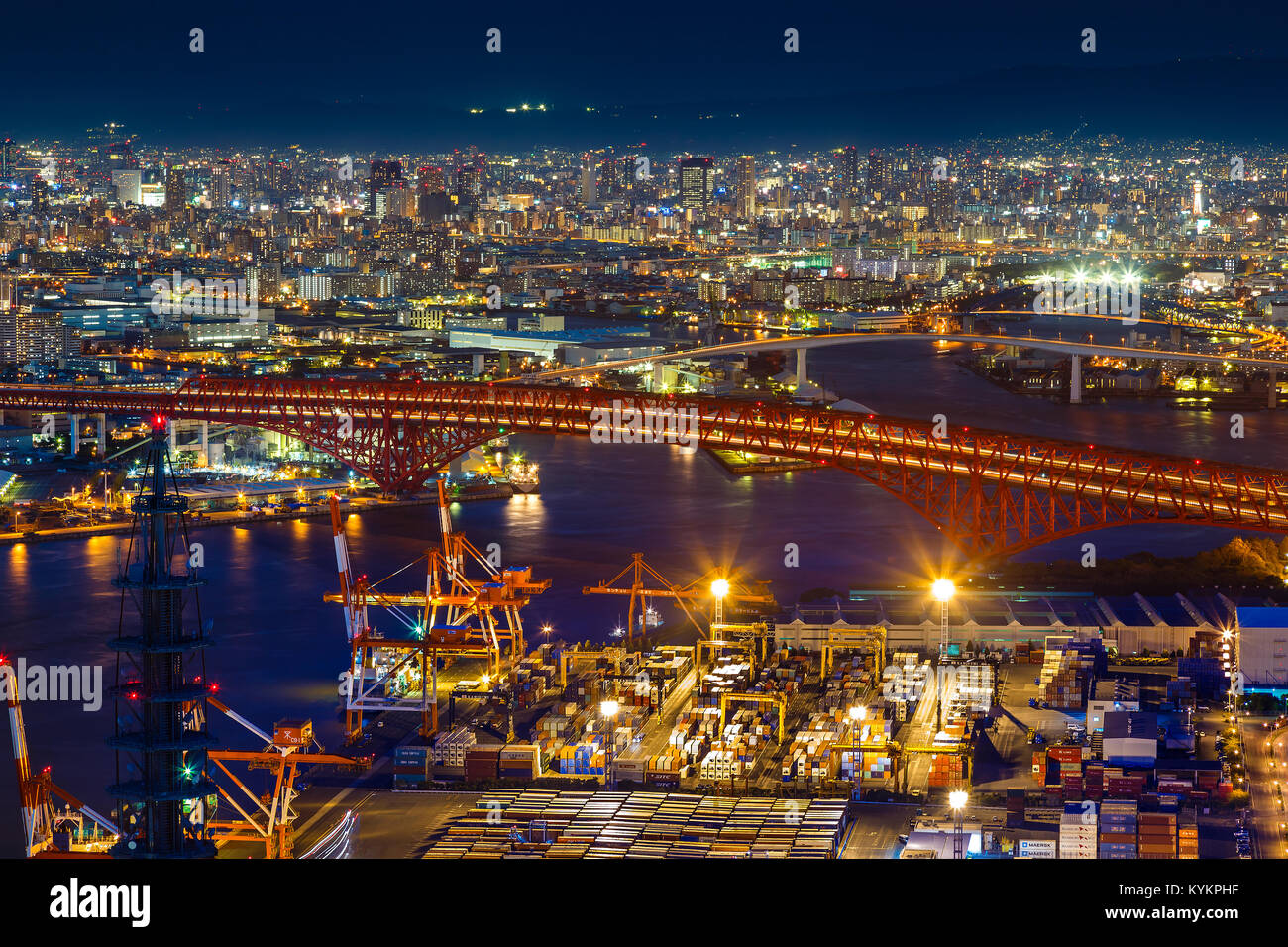 OSAKA, JAPAN - OCTOBER 28: Osaka Bay in Osaka, Japan on October 28 ...