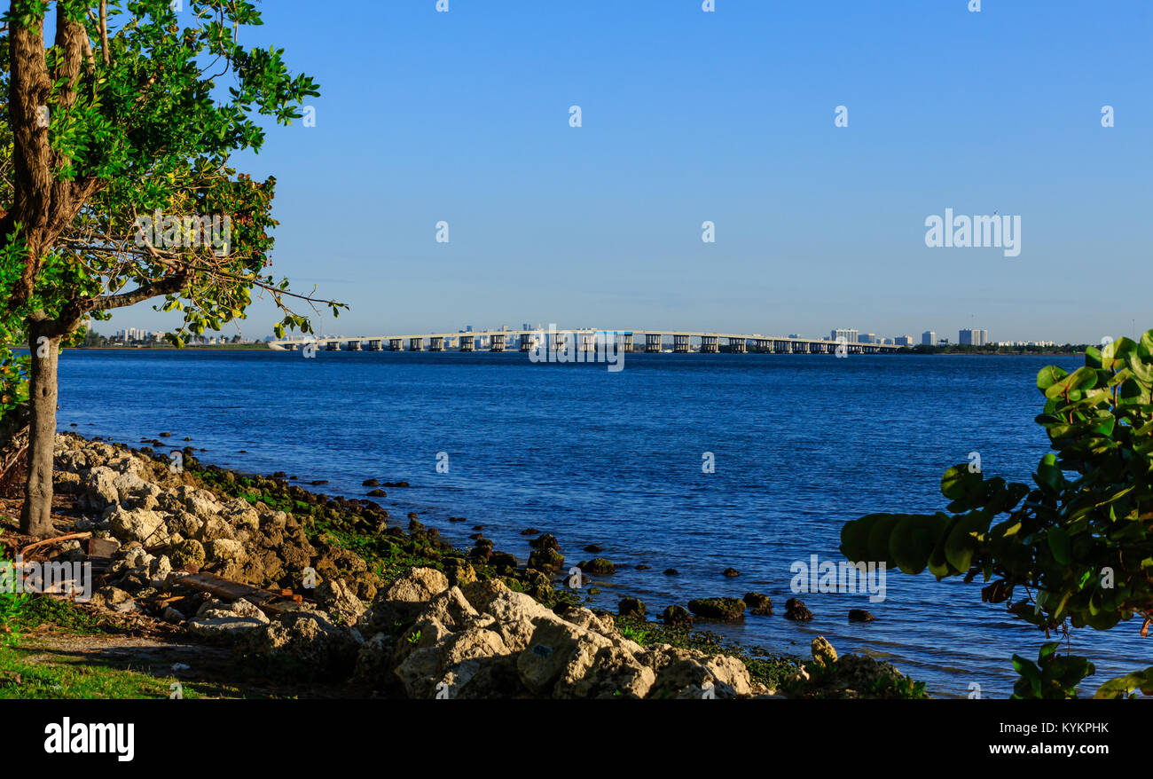 Bridge Across Biscayne Bay in Miami Florida Stock Photo - Alamy