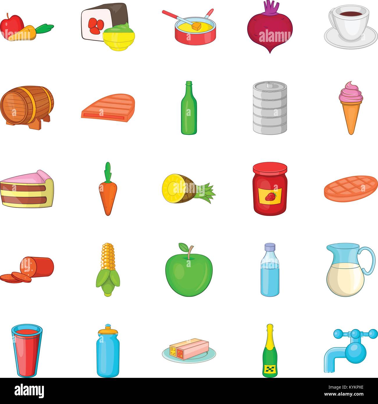 Eating icons set, cartoon style Stock Vector Image & Art - Alamy