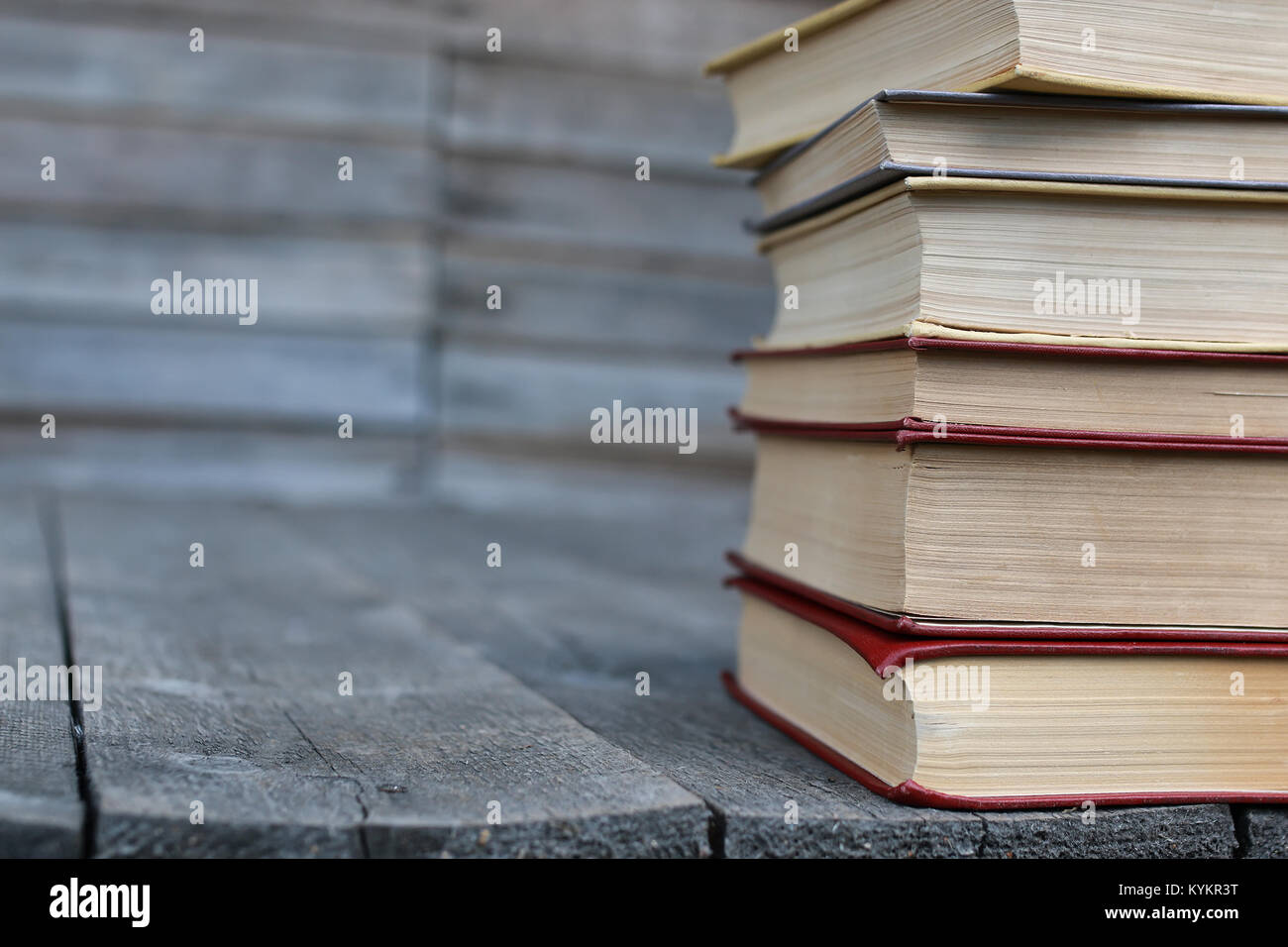 books standing on a table Stock Photo - Alamy
