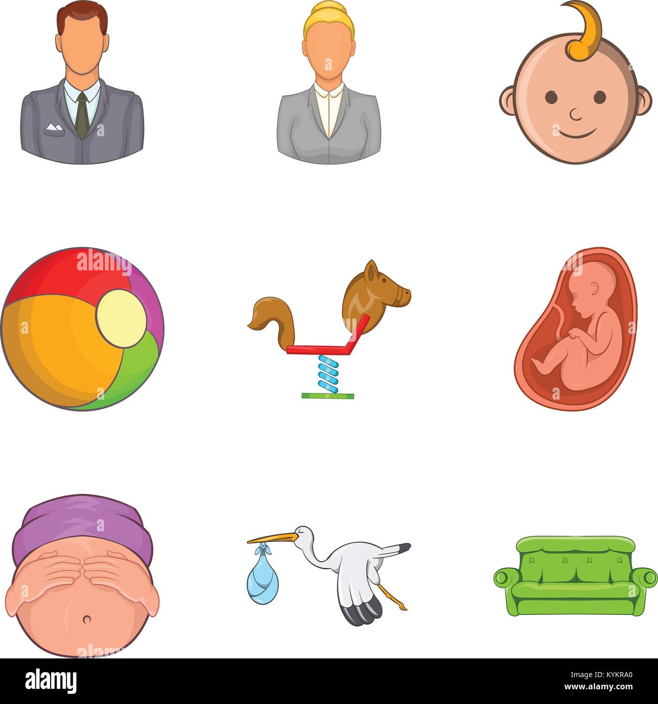 Family connection icons set, cartoon style Stock Vector Image & Art - Alamy