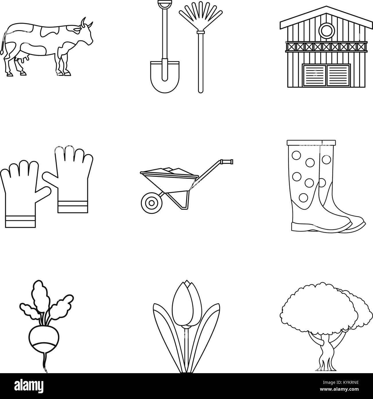 Peasant farm icons set, outline style Stock Vector Image & Art - Alamy