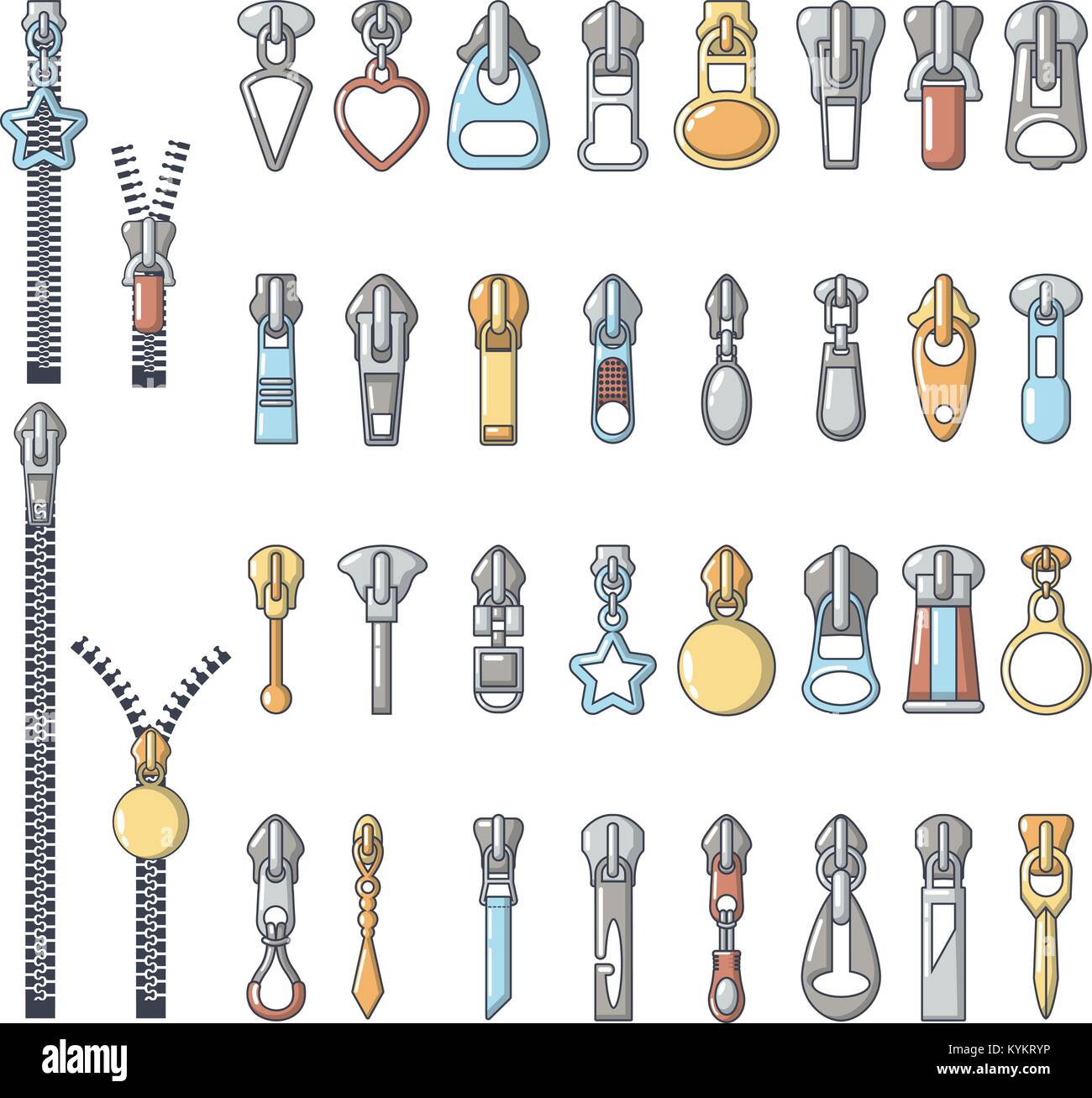 Metal zipper puller icons set, cartoon style Stock Vector Image & Art - Alamy