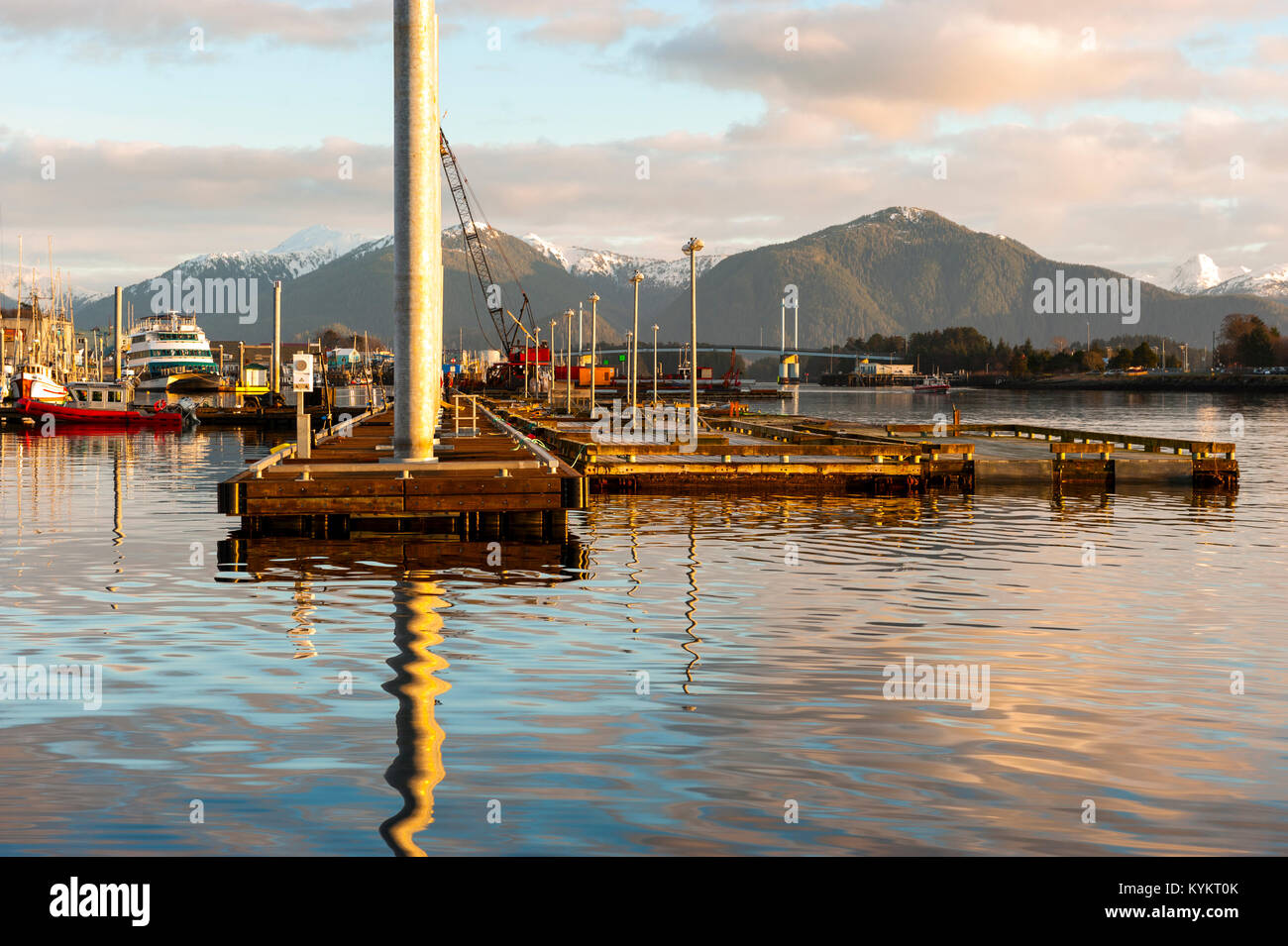 Piles and new dock installation in Thomsen Harbor, Sitka, Alaska, USA ...