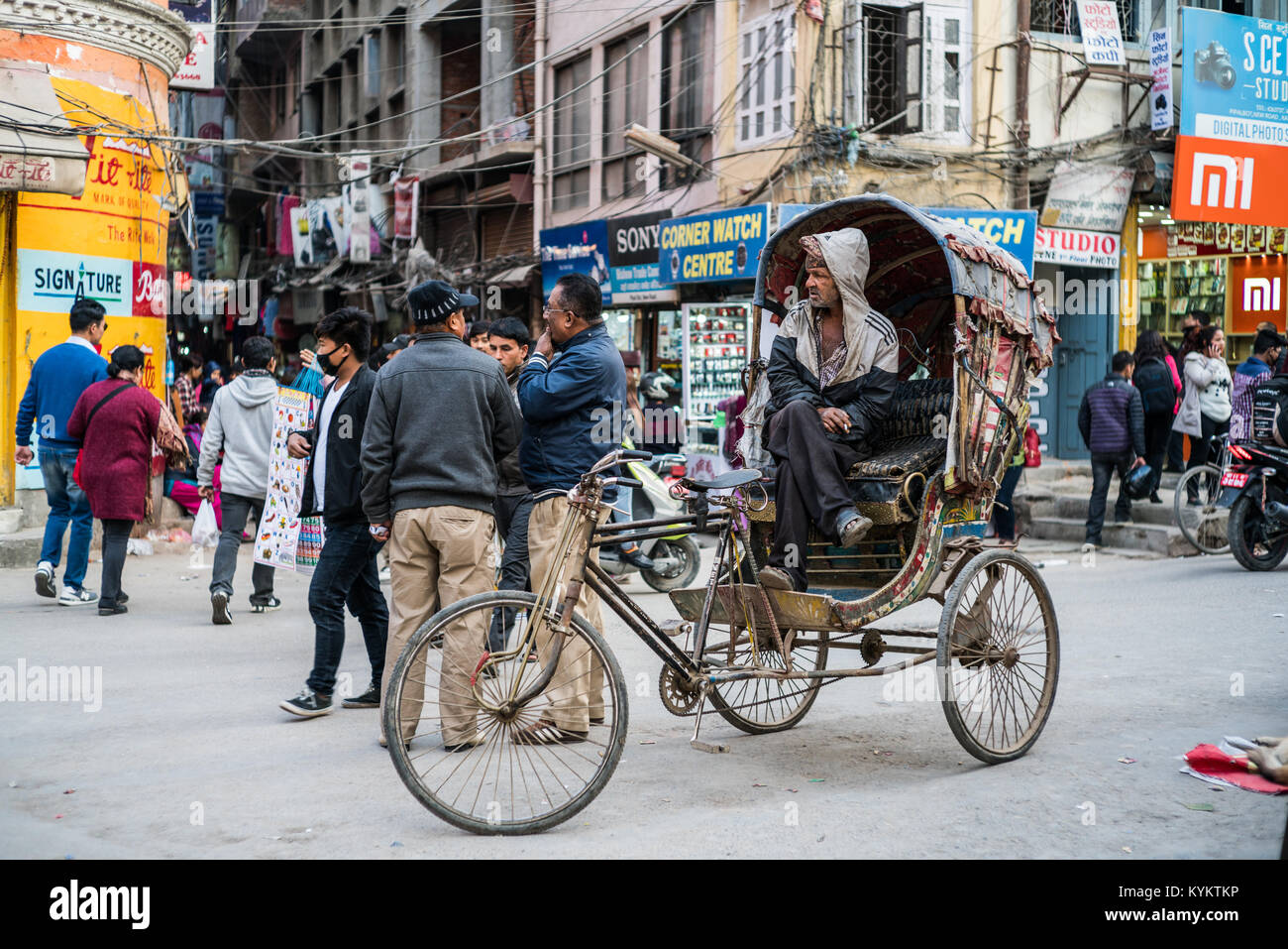 Rickshaw in the steet of the Kathmandu, Nepal, Asia Stock Photo - Alamy