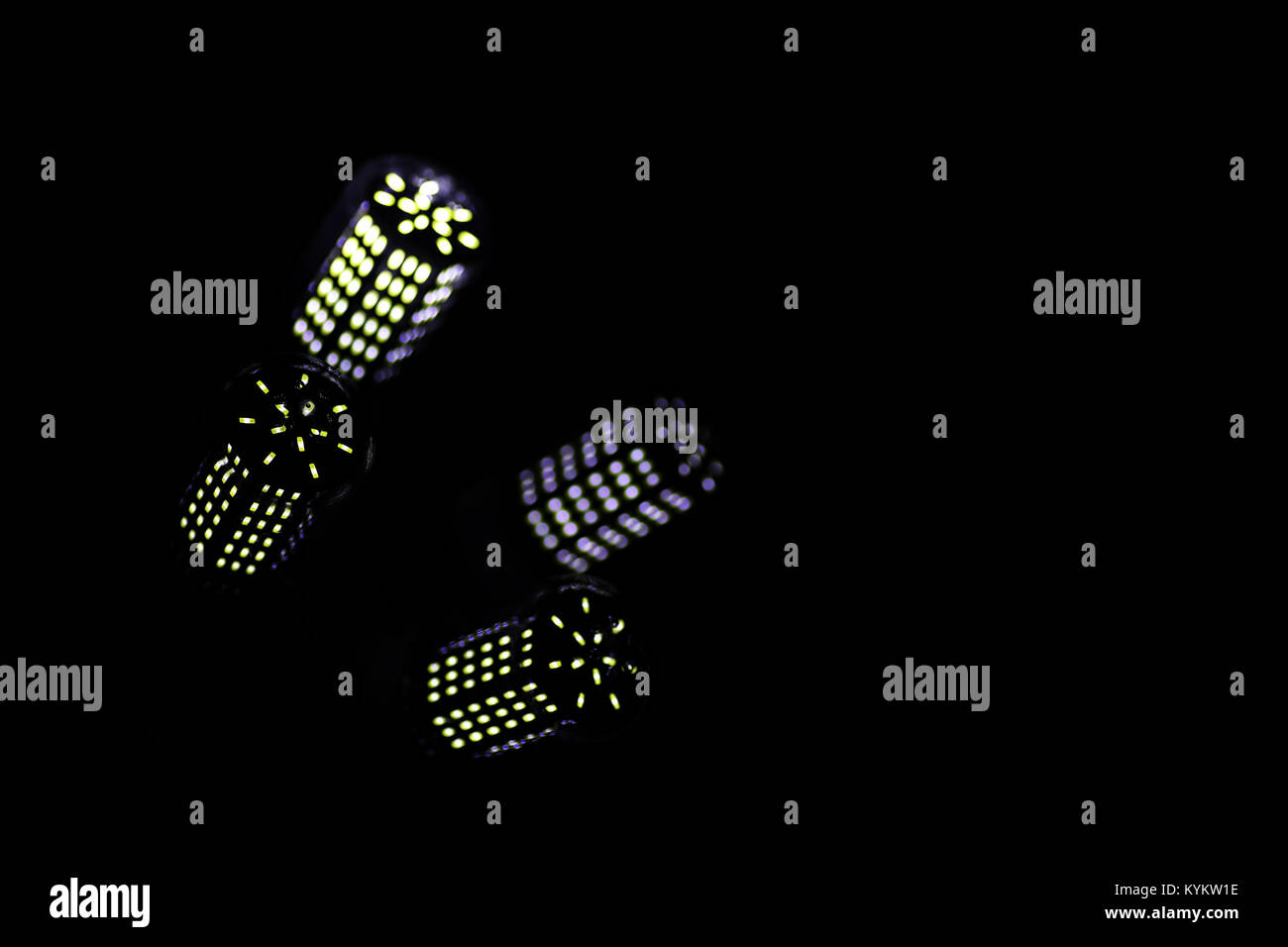 LED elements in the lamp. Lamps with diodes. Many bright lights Stock ...