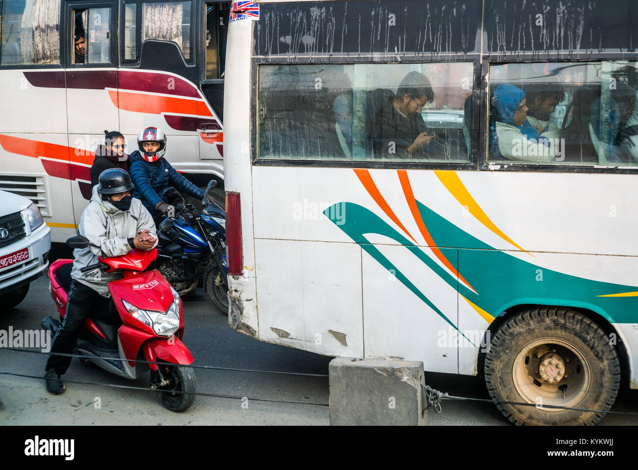 Traffic in the Kathmandu, Nepal, Asia Stock Photo - Alamy