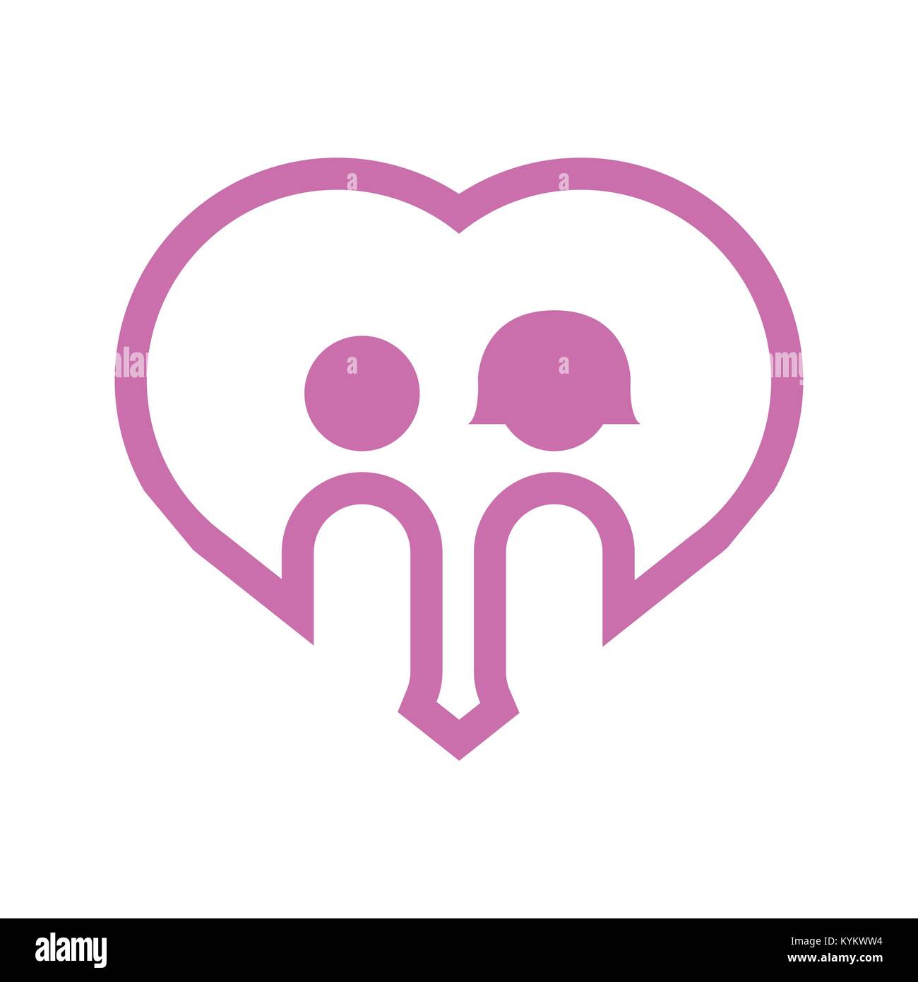 Couple In Love Heart Shape Outline Vector Illustration Graphic Design ...