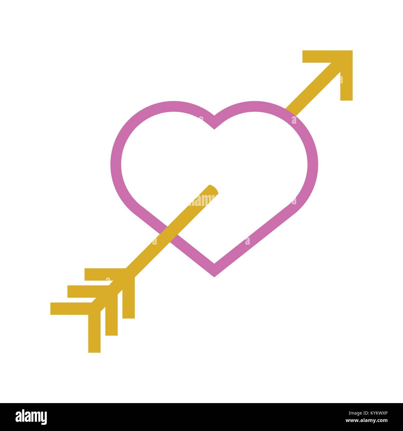 Cupid Heart Love Outline Symbol Abstract Vector Illustration Graphic ...