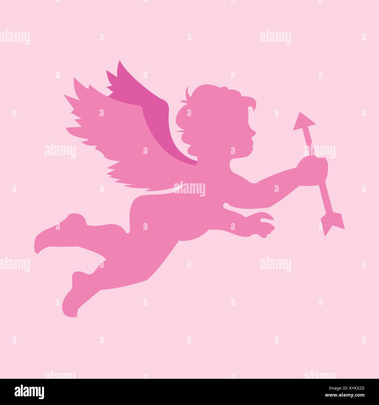Simple Flying Cupid Silhouette Vector Illustration Graphic Design Stock ...