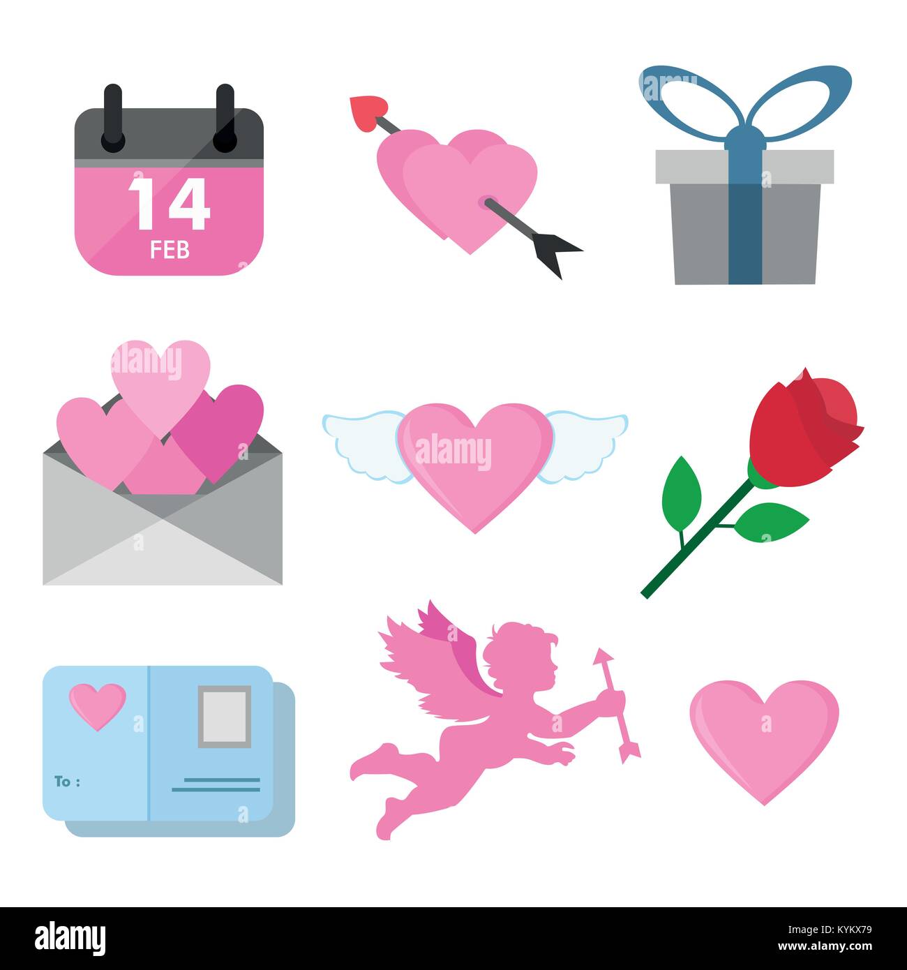Valentine Day Related Symbols Vector Illustration Graphic Design Set ...