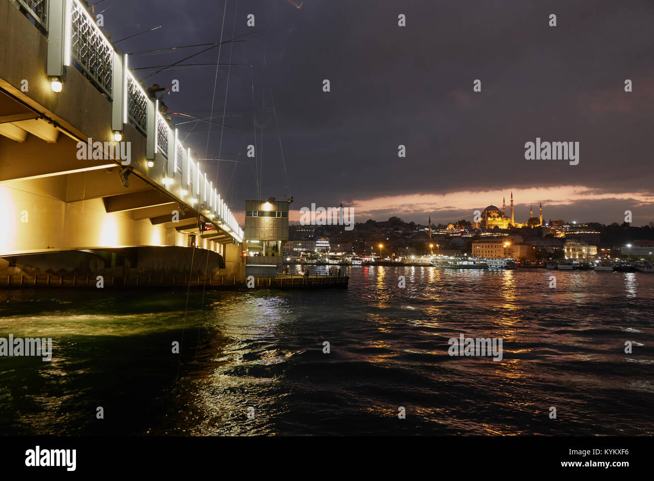 panoramic view of the bridge at night Turkey Istanbul Stock Photo - Alamy