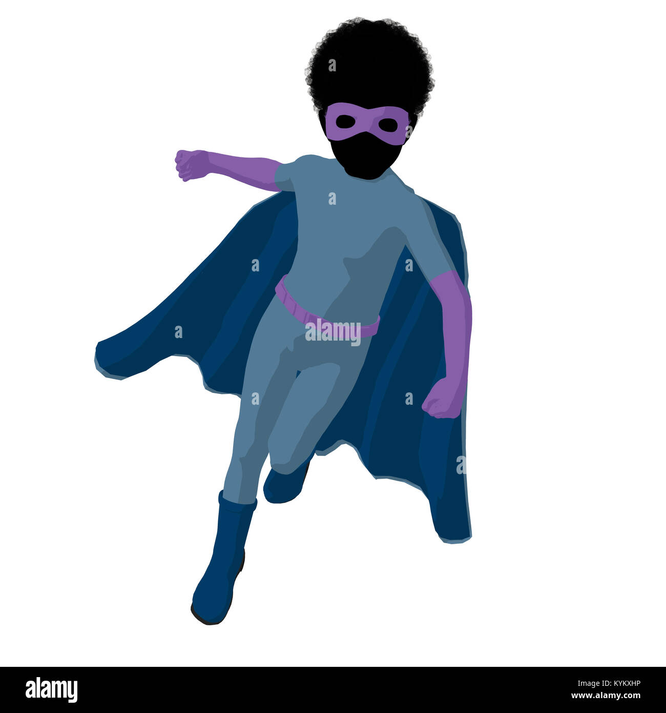 African american super hero boy silhouette on a white background Stock ...