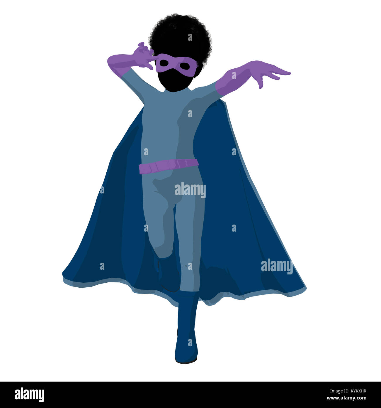 African american super hero boy silhouette on a white background Stock ...