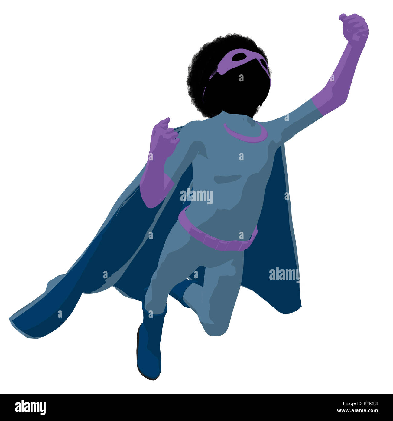 African american super hero boy silhouette on a white background Stock ...