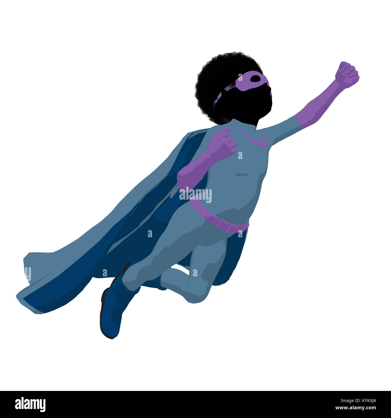 African american super hero boy silhouette on a white background Stock ...