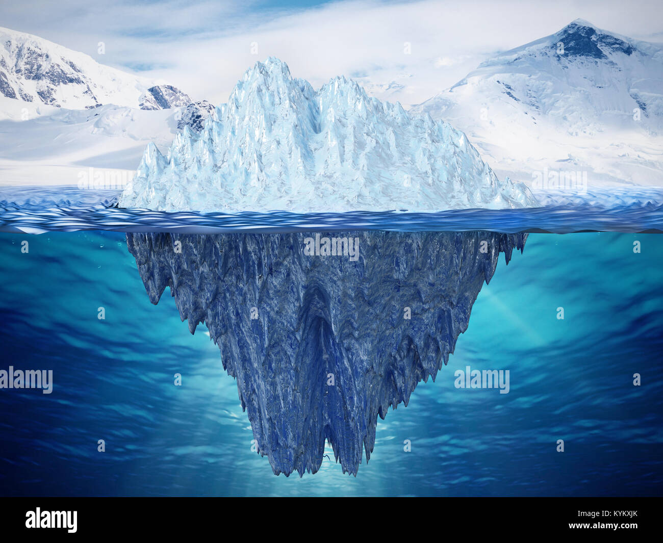 Realistic 3D illustration of an iceberg. 3D illustration Stock Photo ...