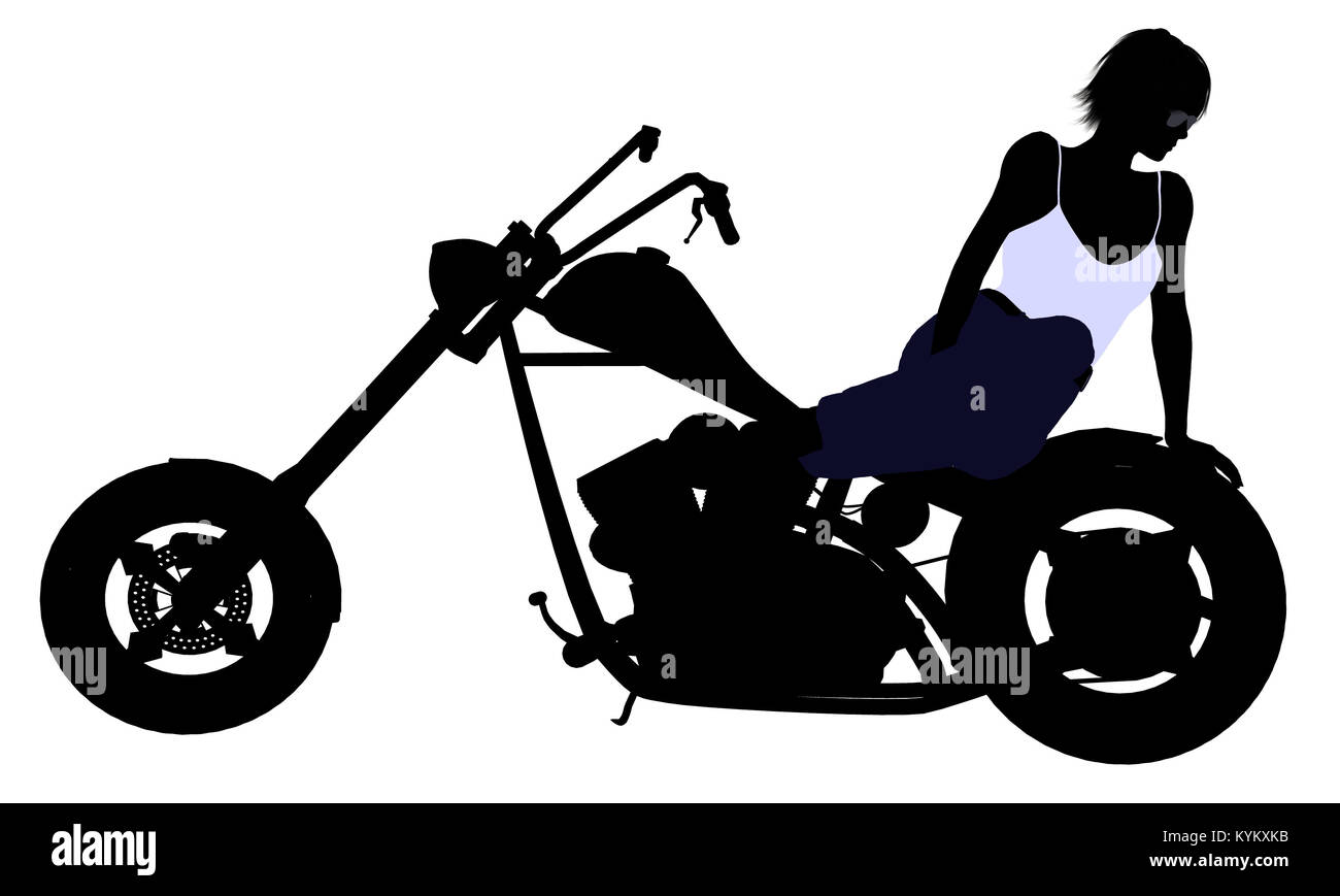 A female biker silhouette on a white background Stock Photo - Alamy