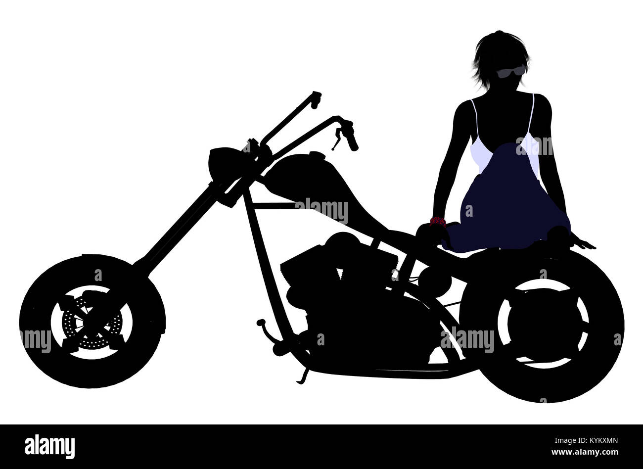 A female biker silhouette on a white background Stock Photo - Alamy