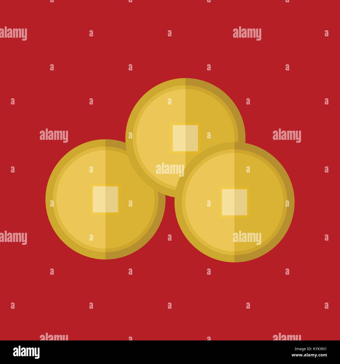 Chinese Gold Coins Vector Illustration Graphic Design Stock Vector ...