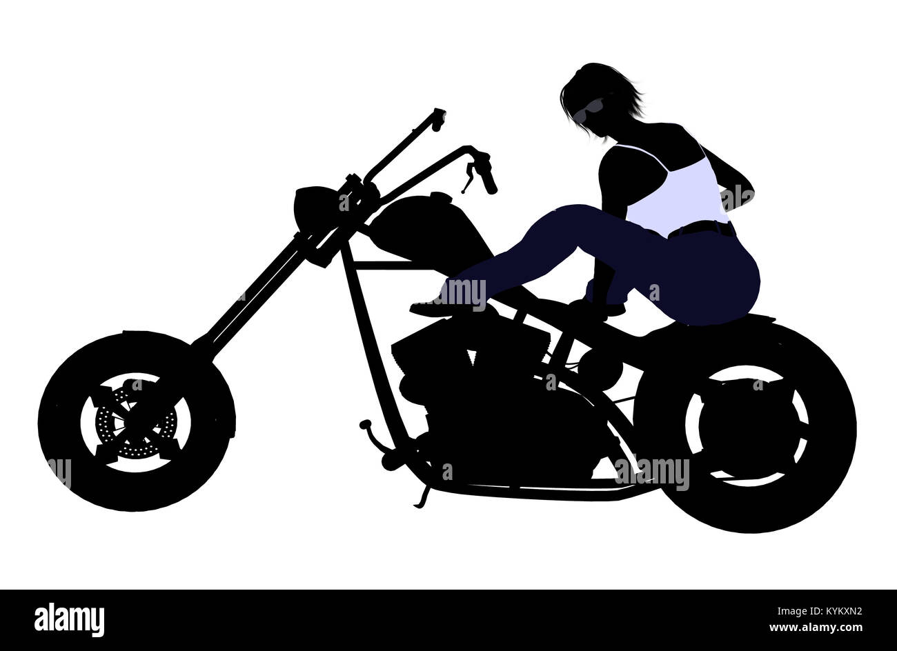 A female biker silhouette on a white background Stock Photo - Alamy