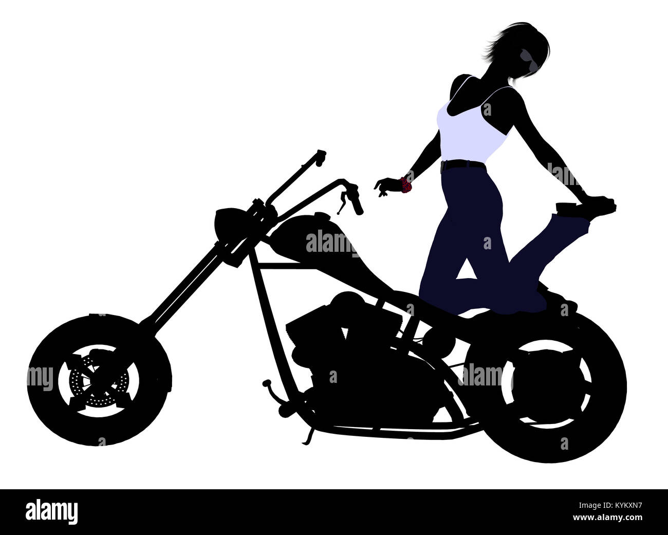 A female biker silhouette on a white background Stock Photo - Alamy