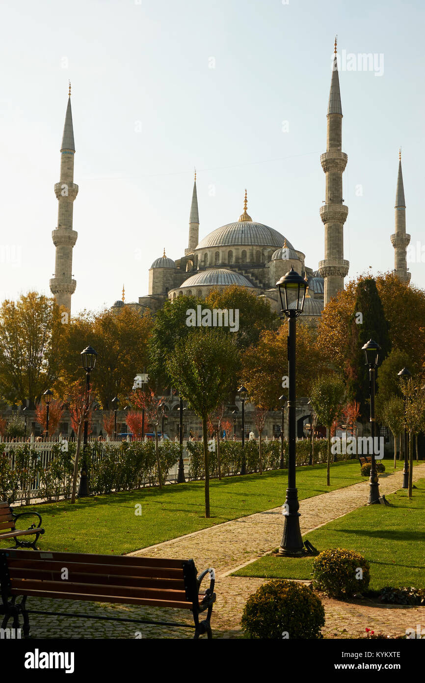 view of the park and blue mosque Stock Photo - Alamy