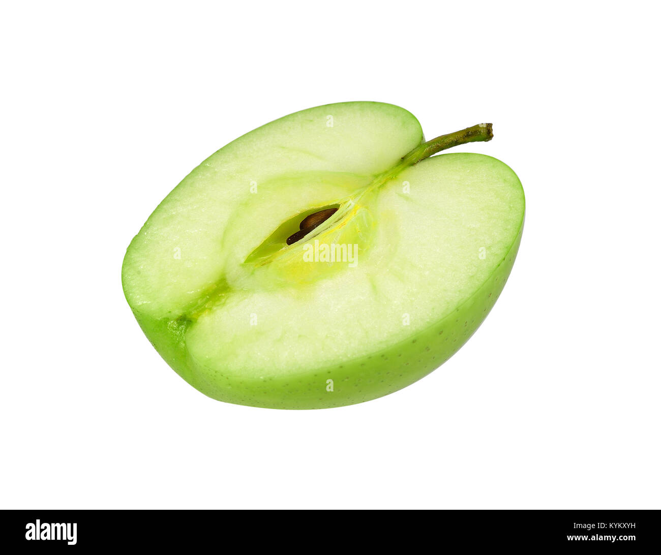 One half of the sliced green apple isolated on a white background Stock ...