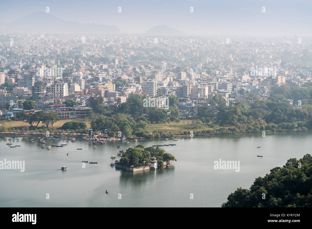 Aerial view of the Pokhara and Phewa lake, Nepal, Asia Stock Photo - Alamy