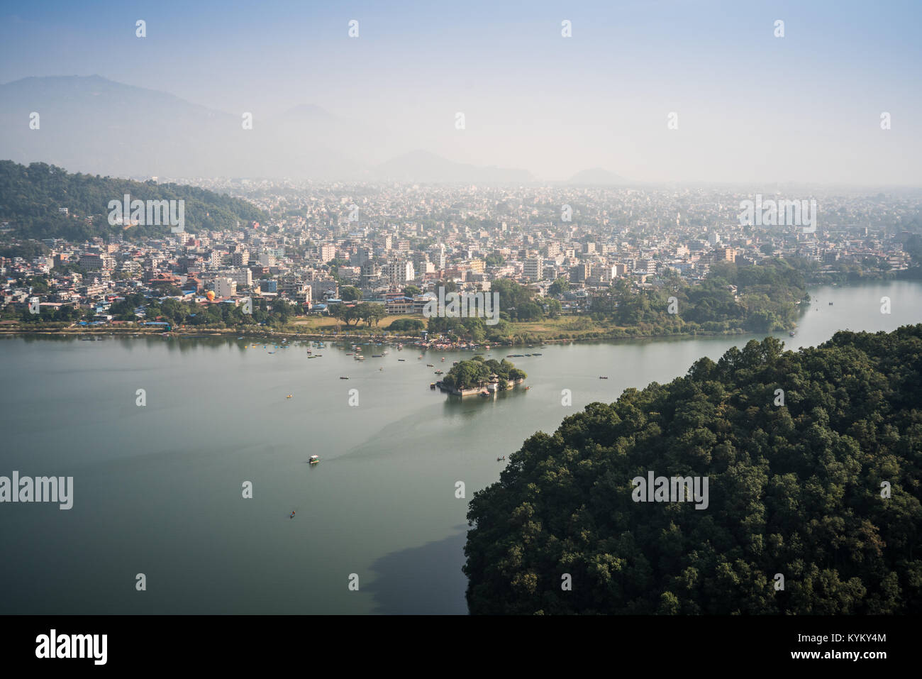 Aerial view of the Pokhara and Phewa lake, Nepal, Asia Stock Photo - Alamy