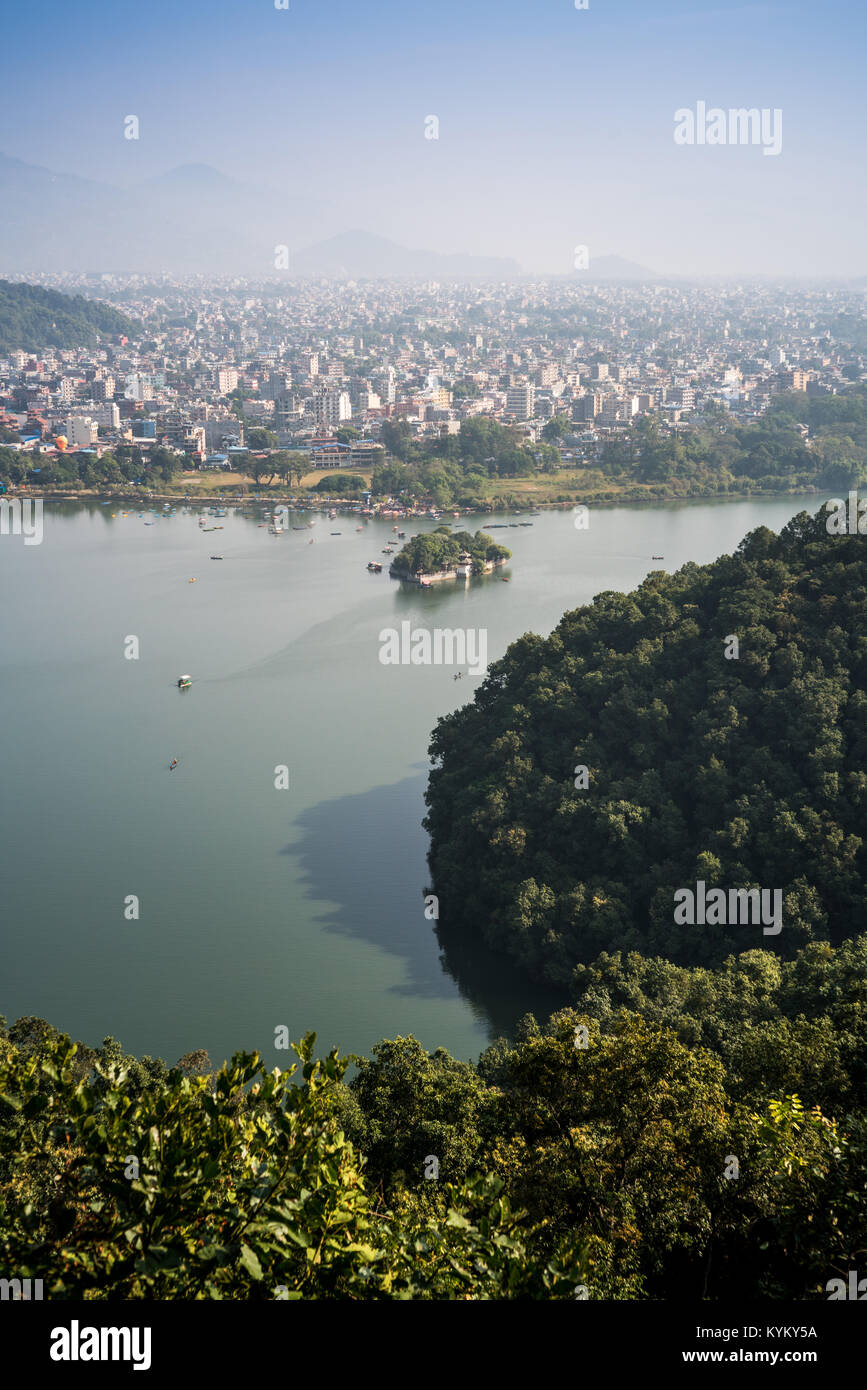 Aerial view of the Pokhara and Phewa lake, Nepal, Asia Stock Photo - Alamy