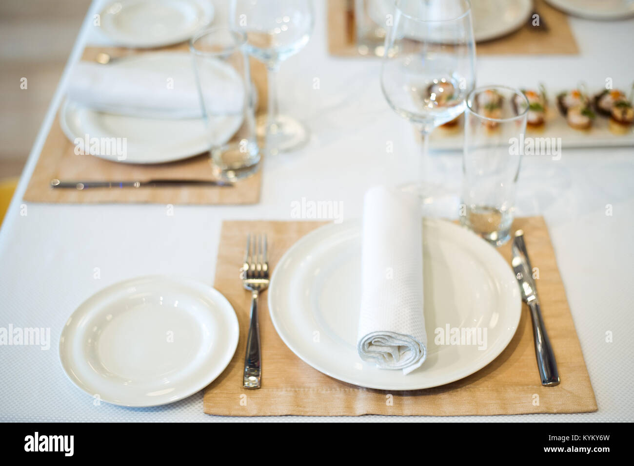 Tables set for an event, catering table set, perfect serves Stock Photo ...