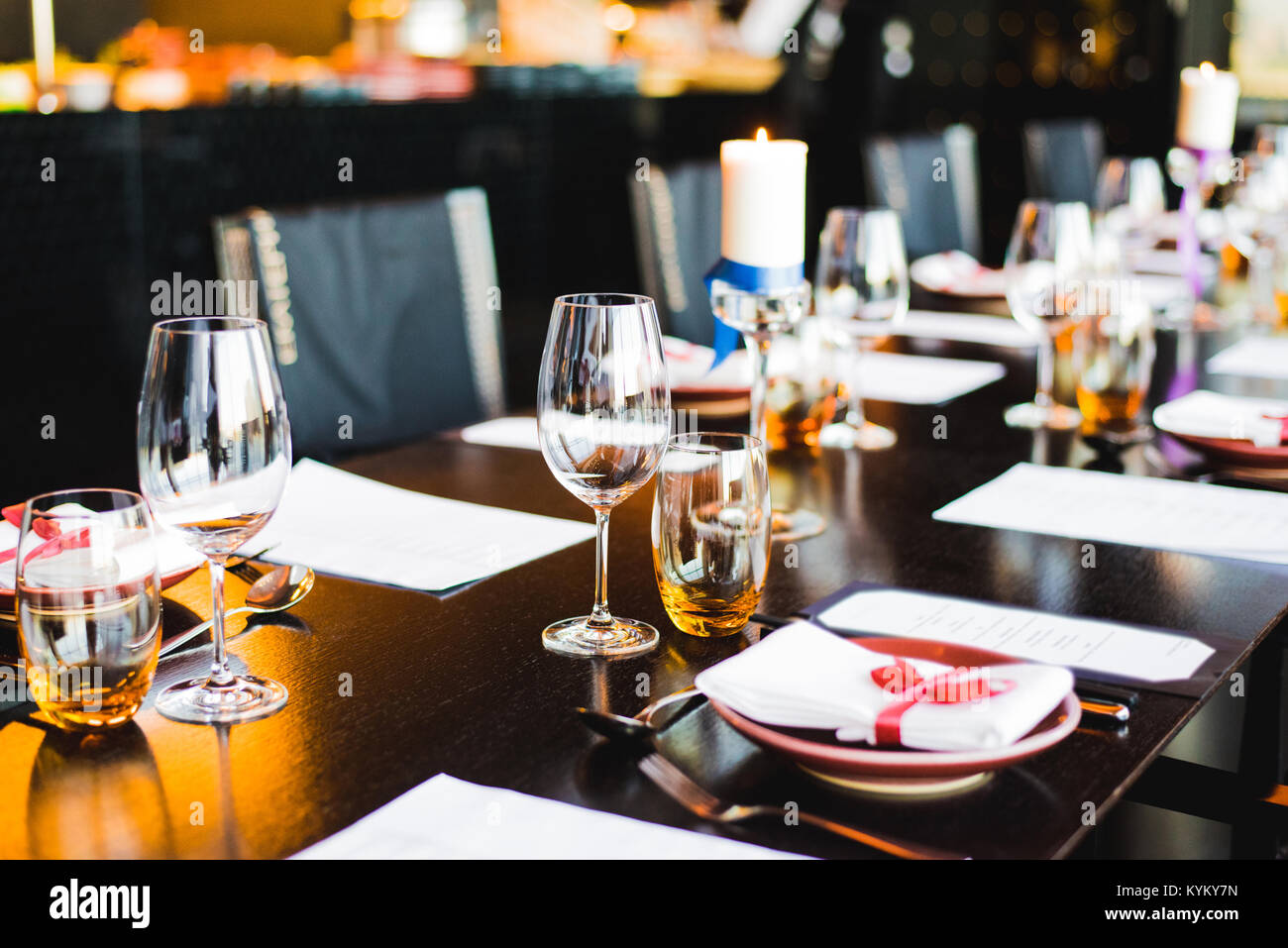 Tables set for an event, catering table set, perfect serves Stock Photo ...