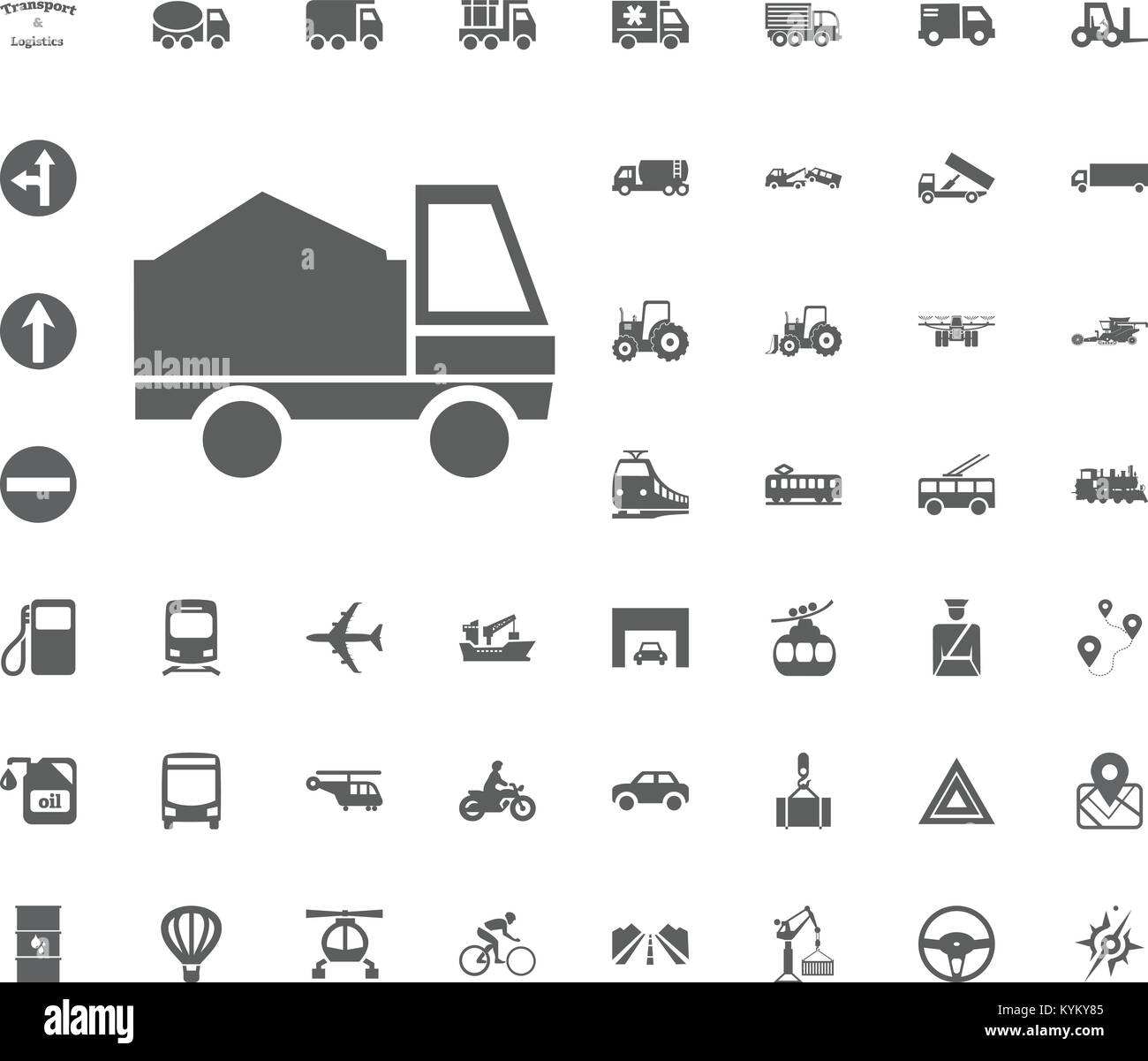 Sand truck icon. Transport and Logistics set icons. Transportation set ...