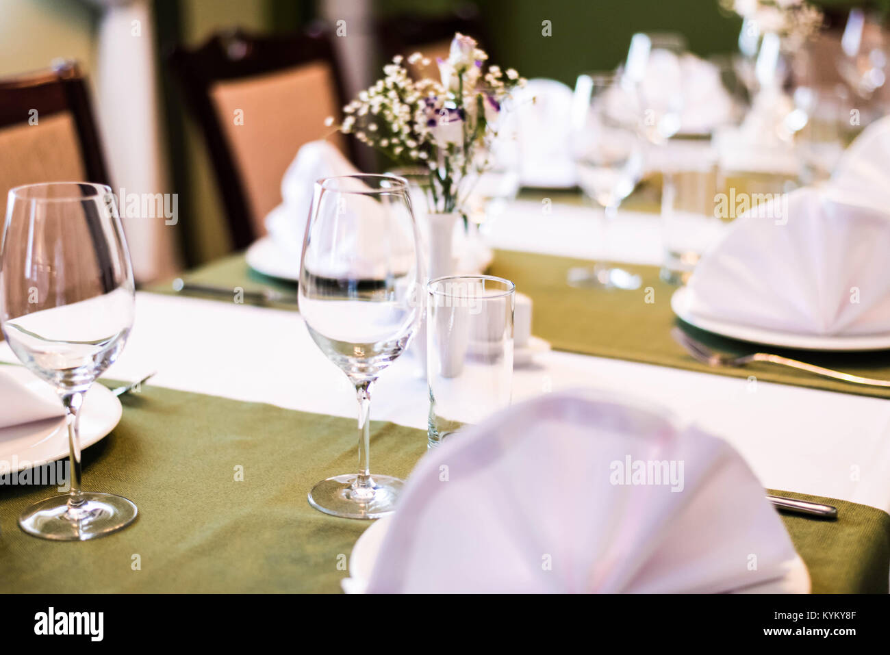 Tables set for an event, catering table set, perfect serves Stock Photo ...