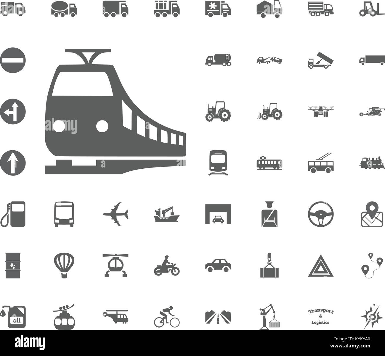 Train icon. Fast train icon. Transport and Logistics set icons ...