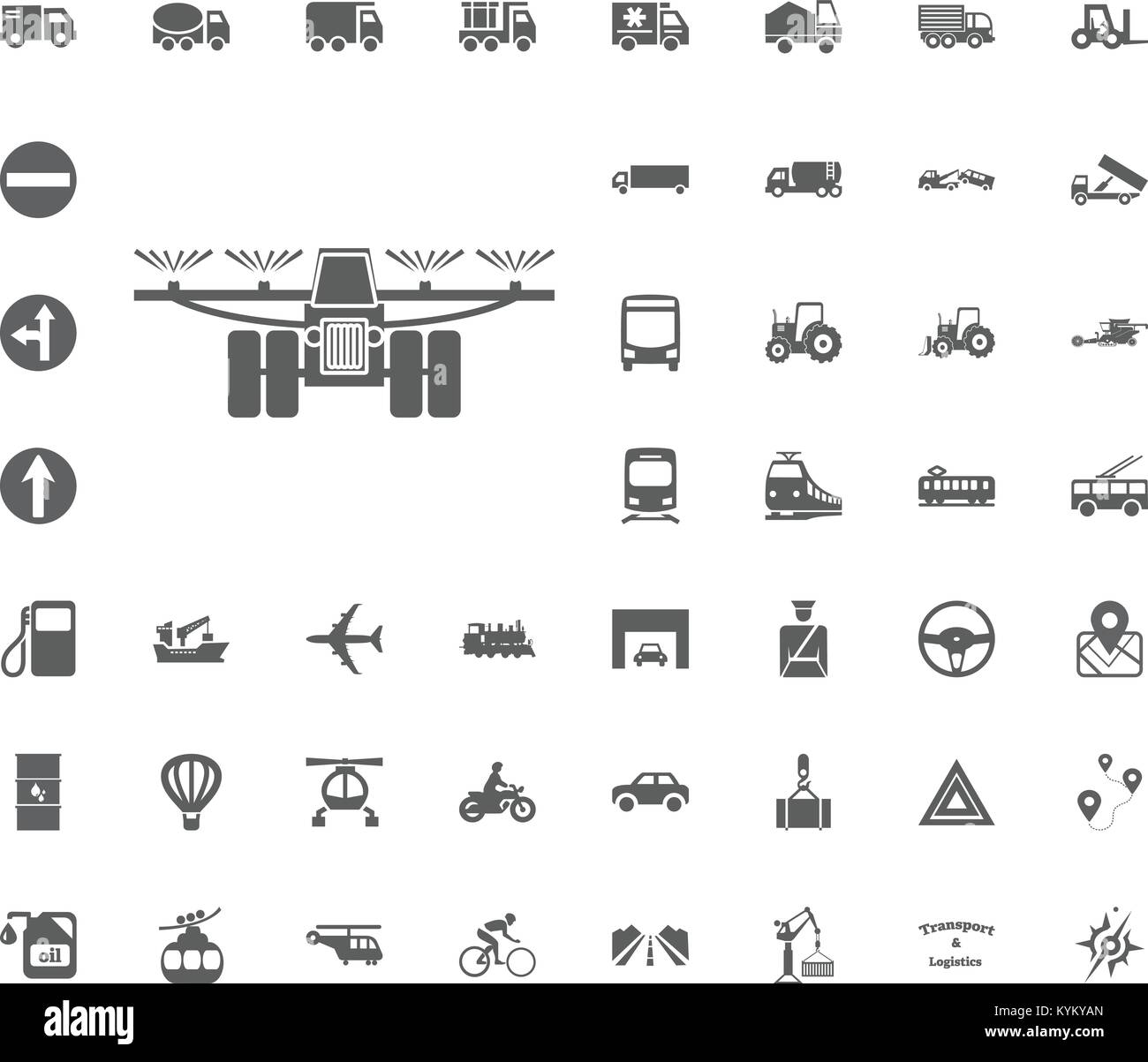 Combine icon. Transport and Logistics set icons. Transportation set ...