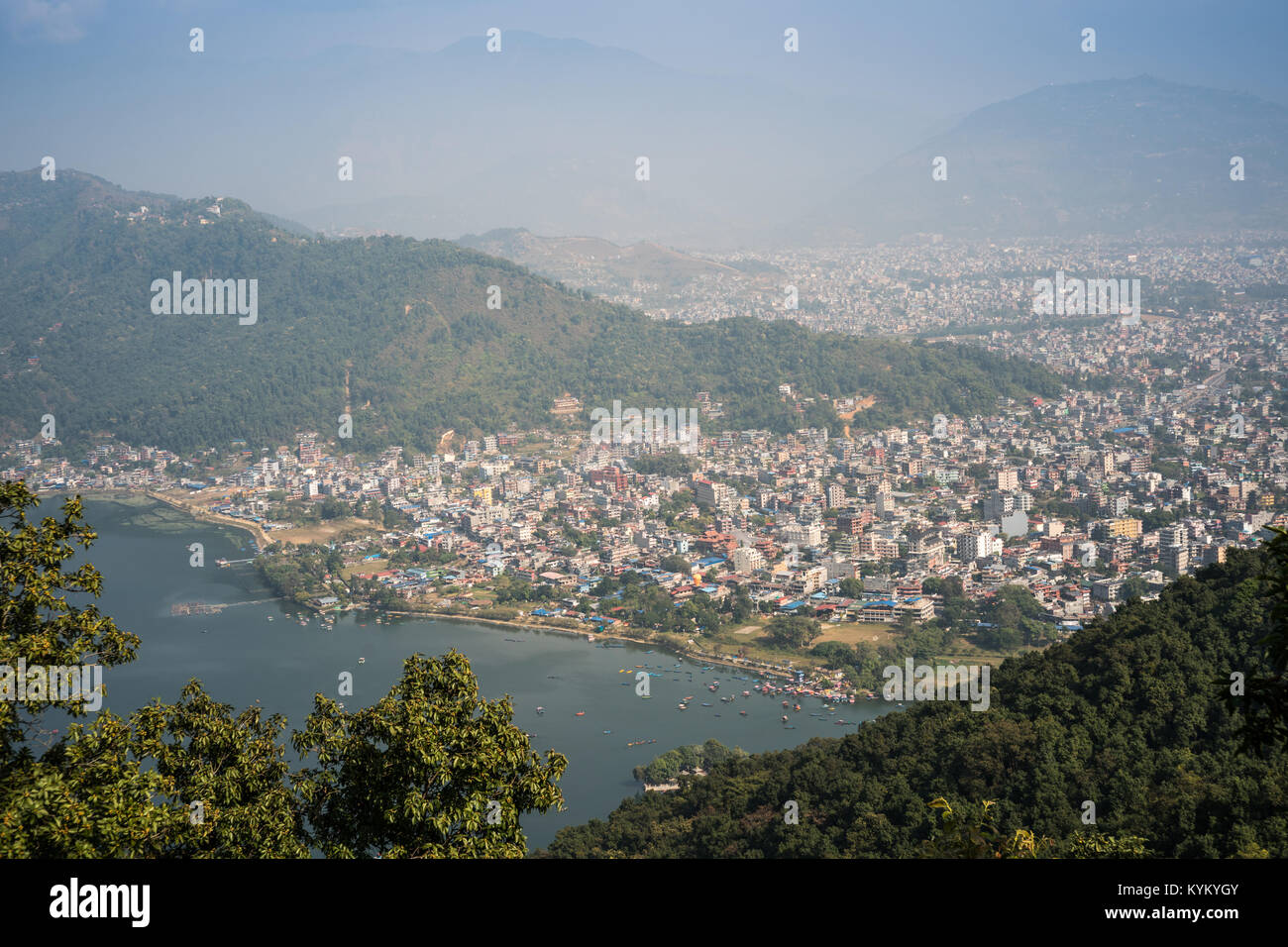 Aerial view of the Pokhara and Phewa lake, Nepal, Asia Stock Photo - Alamy