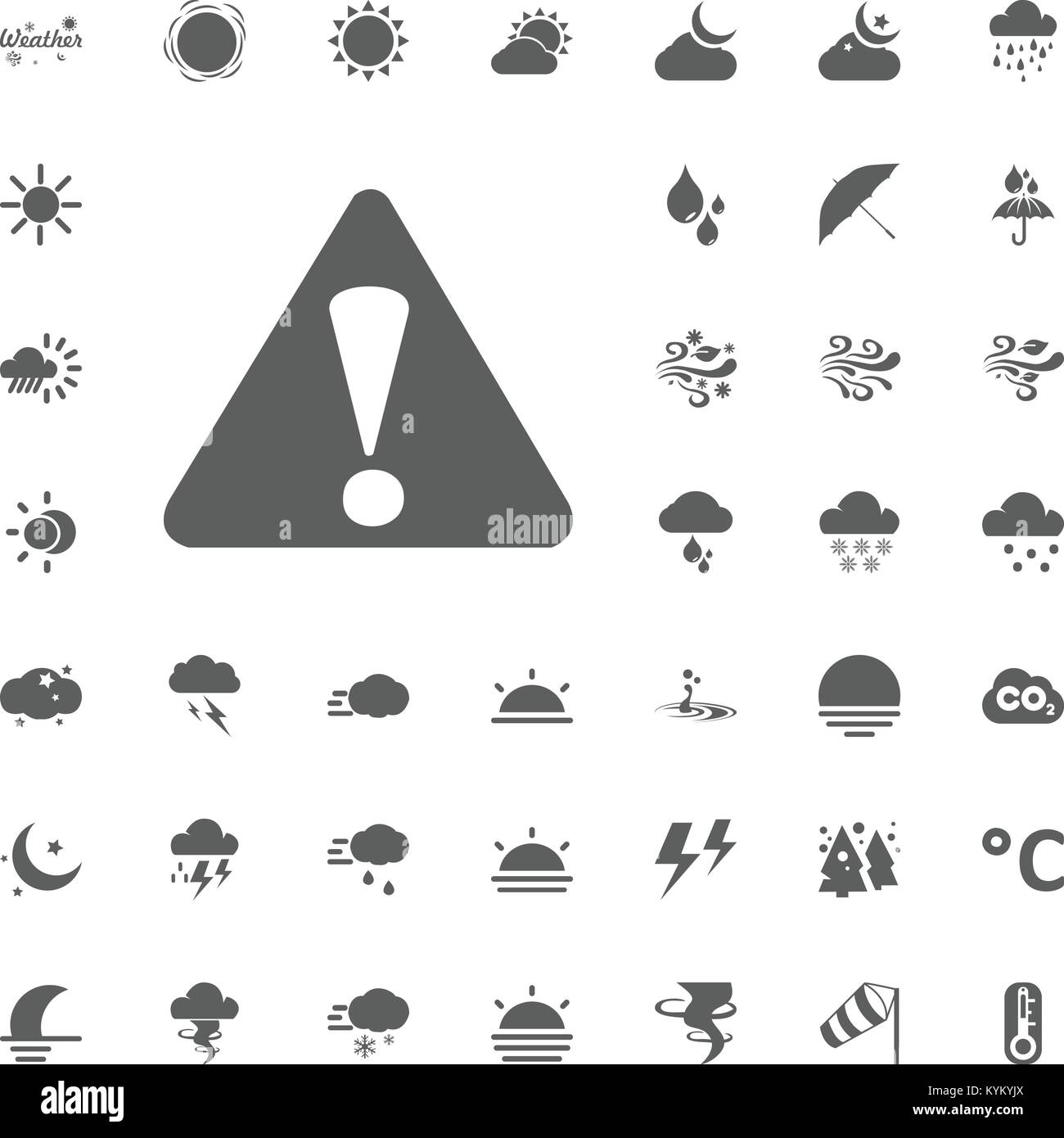 Caution, warning icon. Weather vector icons set Stock Vector Image ...