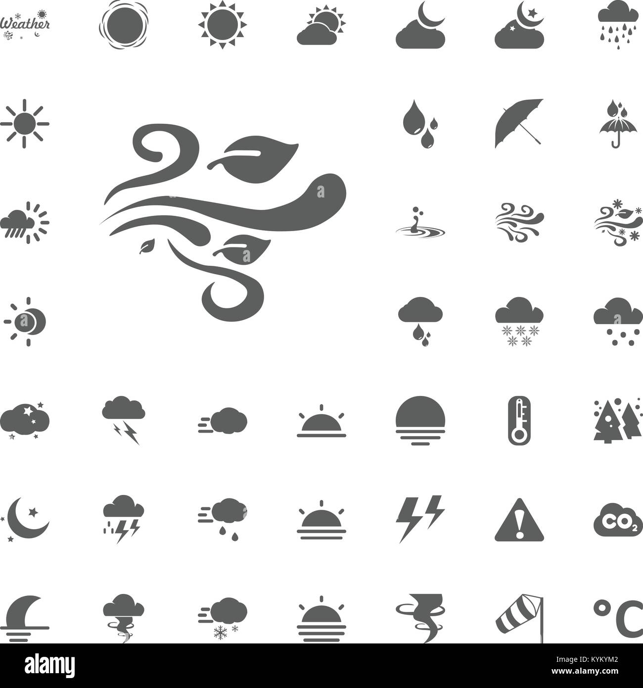 Wind and leaves icon. Weather vector icons set Stock Vector Image & Art ...