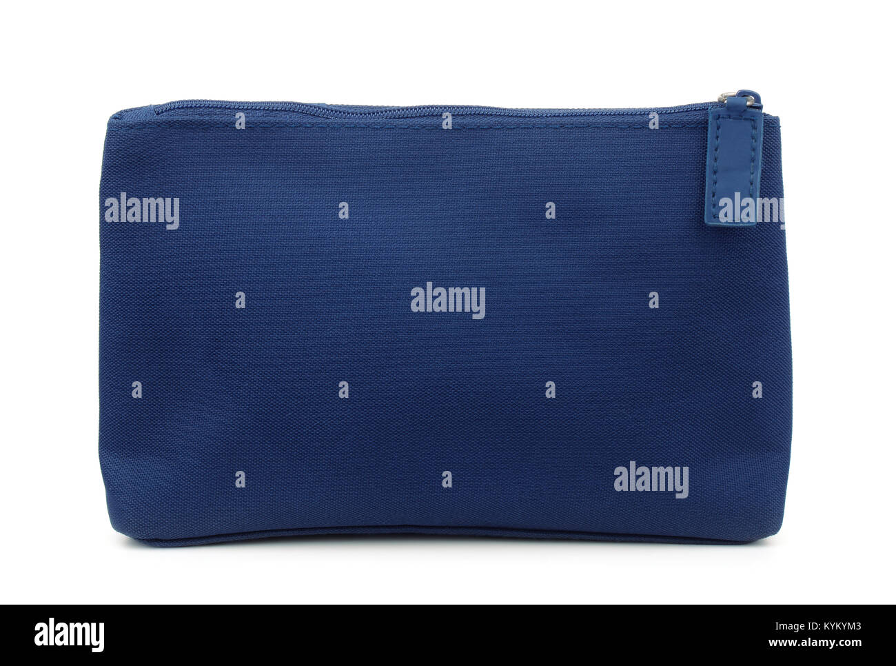 Side view of blue toiletry bag isolated on white Stock Photo - Alamy