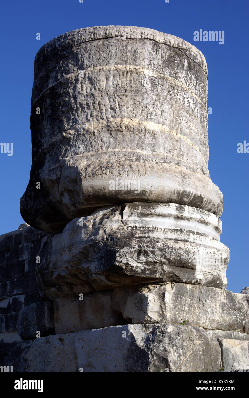 Huge column on ruinsof Apolklo temple in Didim, Turkey Stock Photo - Alamy