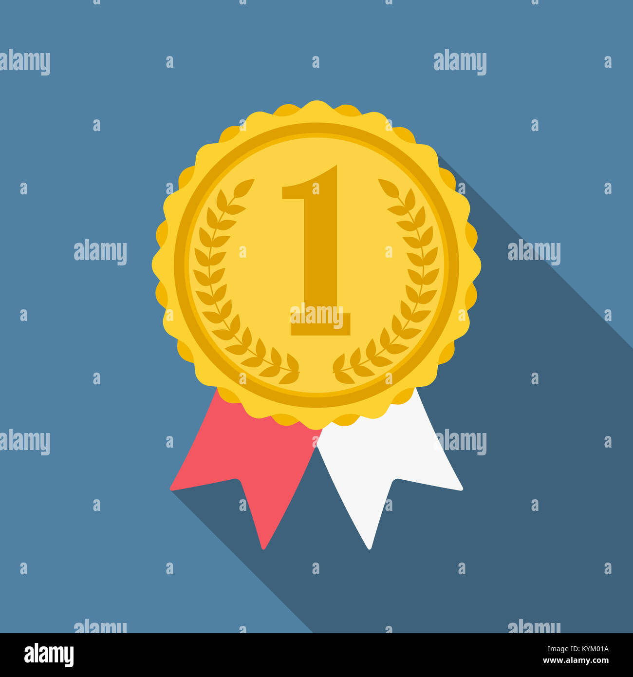 Flat golden medal with numbers one, vector eps10 illustration Stock ...