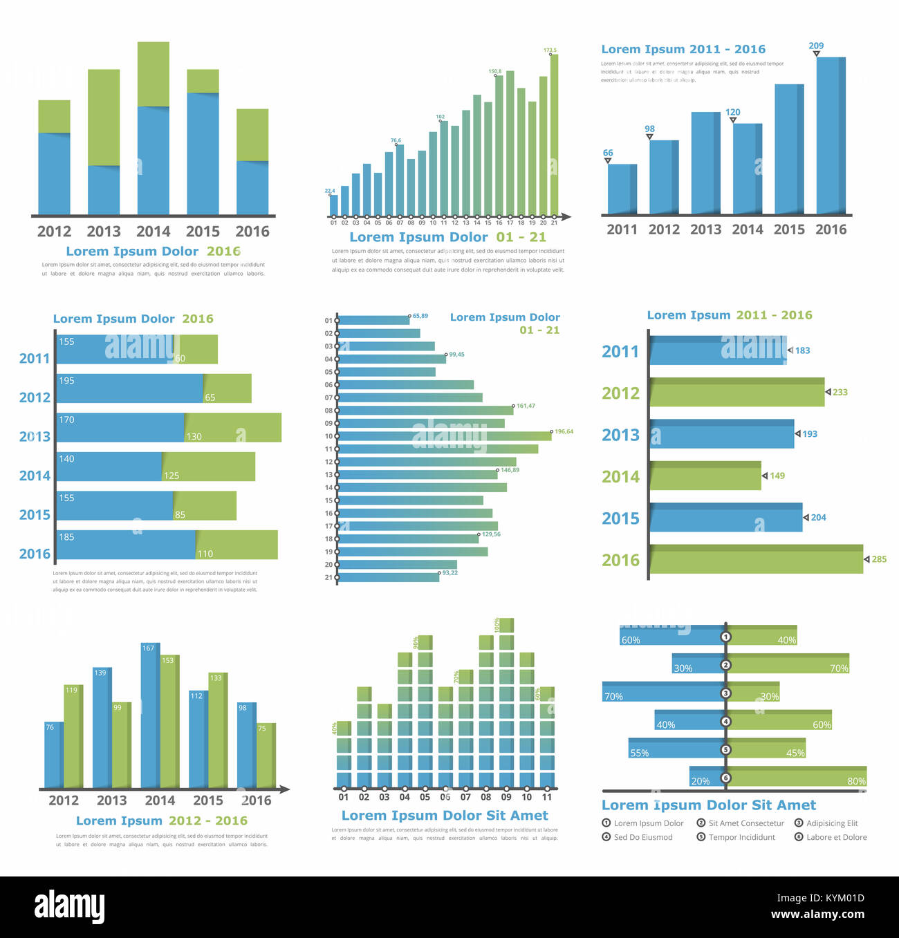 Graphs And Charts Templates For Statistics Or Data Visualization Set
